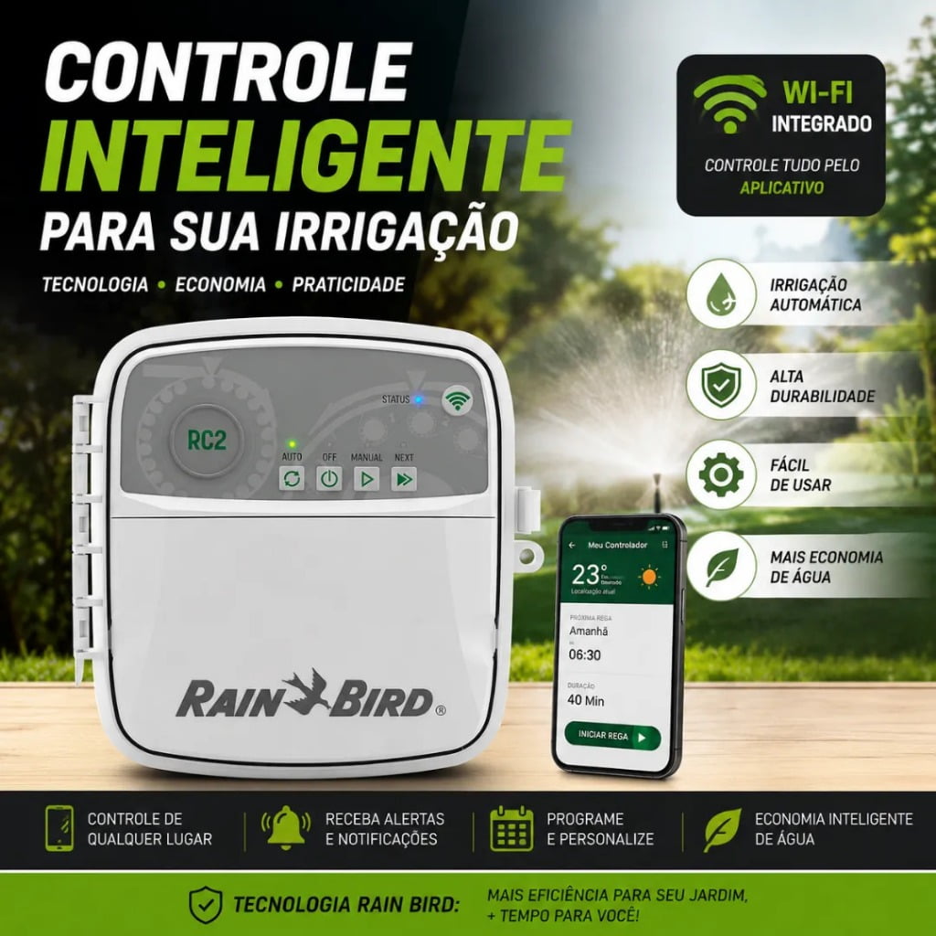 Kit Rain Bird Rc2 Wifi Automação 4 Setores - Doutor Irrigação