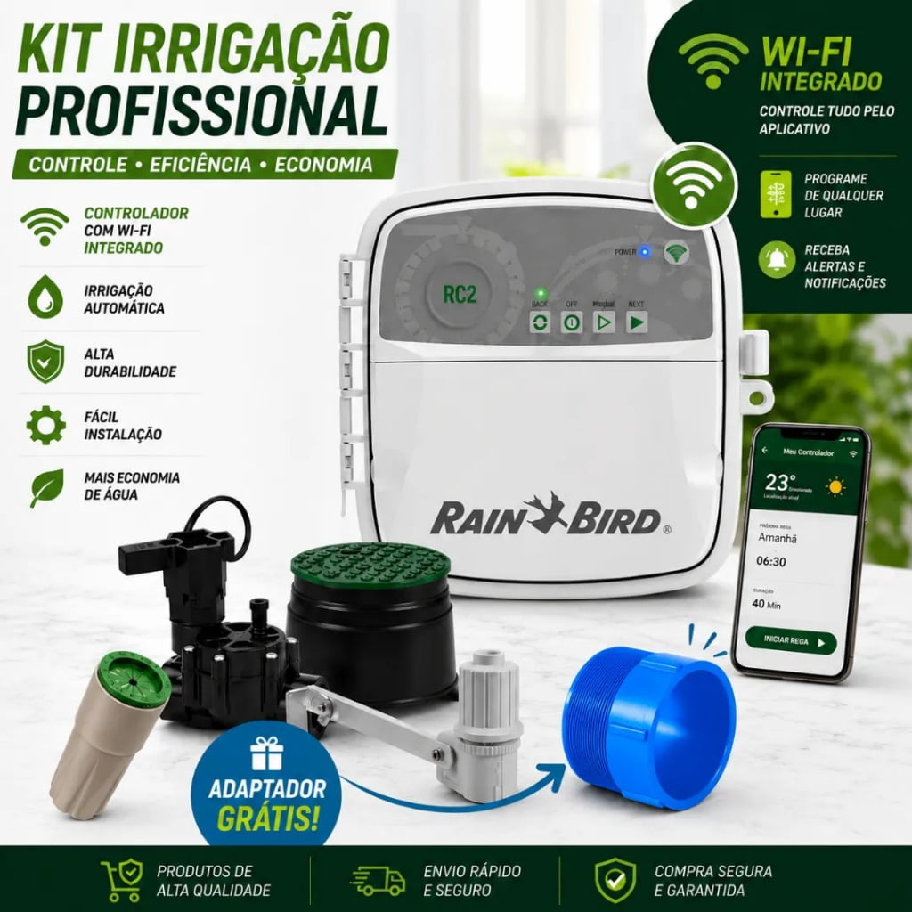 Kit Rain Bird Rc2 Wifi Automação 4 Setores - Doutor Irrigação