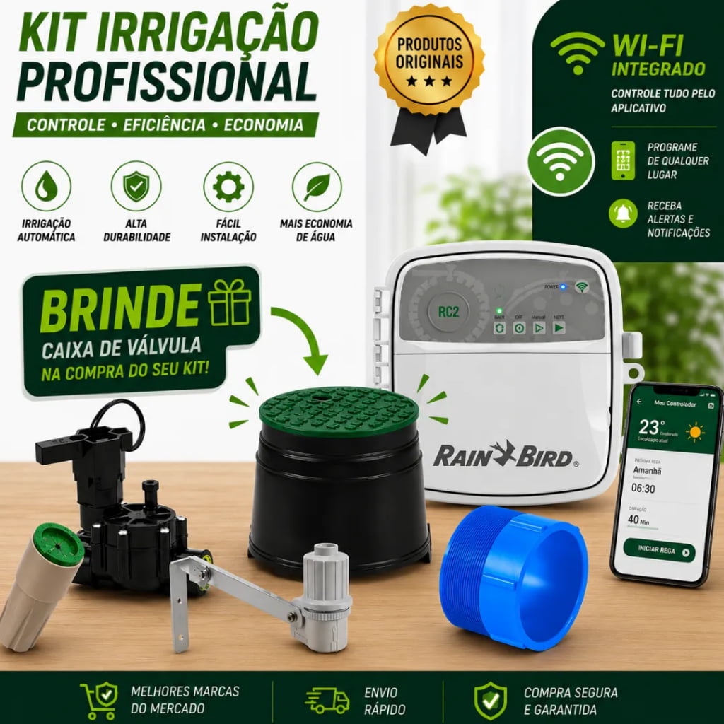 Kit Rain Bird Rc2 Wifi Automação Irrigação 6 Setores+brinde - Doutor ...
